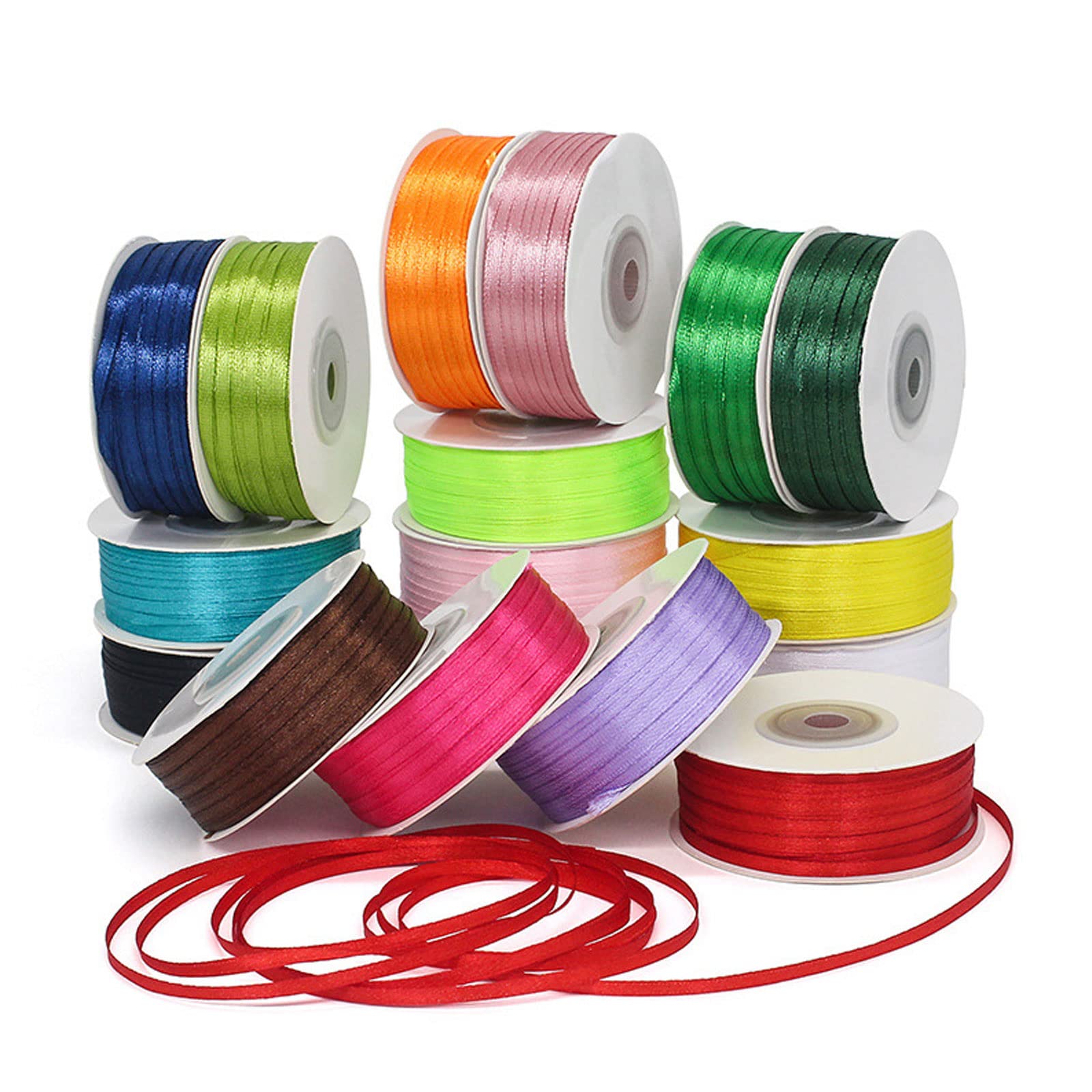 Capesaro Blue Ribbon - 1/8 inch x 100 Yards Double Face Solid Color Thin Satin Ribbon for Gift Wrapping Flowers Bouquet Baby Hair Accessories Wedding Birthday