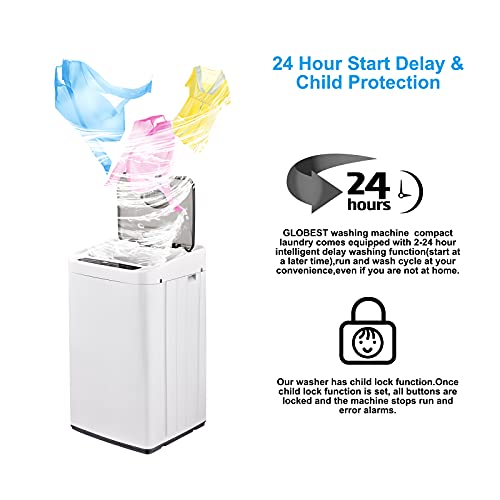 Portable Washing Machine, Full-Automatic Washer Compact Laundry Machine and Dryer Combo, Built-in Pump Drain, 6.6lbs Capacity, LED Display, ideal Laundry for Dorm, Apartment, RV