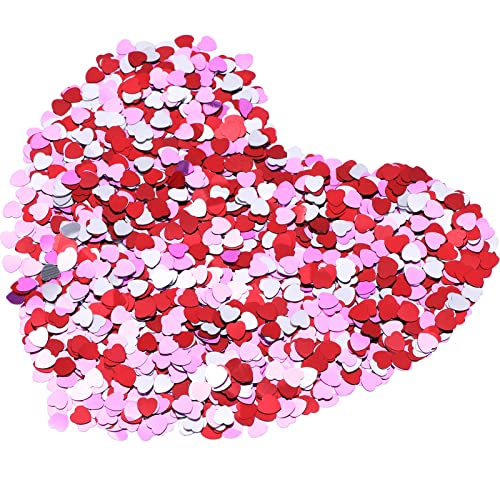 4000 Pieces Heart Confetti Metallic Foil Heart Confetti for Valentine's Day Wedding Party Decor (Red, White, Pink)