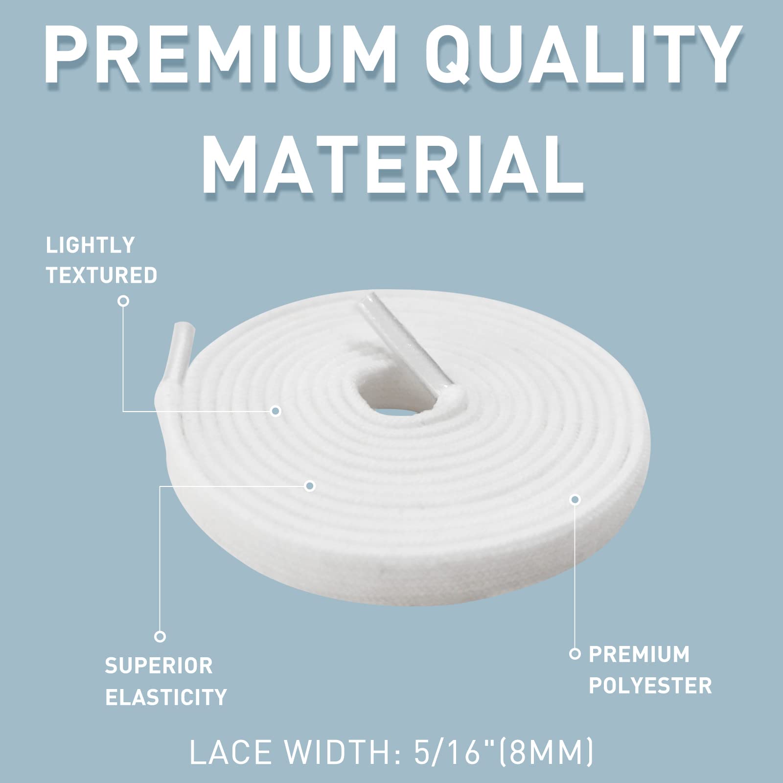 UamGlsob 2 Pairs 5/16" Wide Elastic Shoe Laces Replacement Laces for Converse High Tops Sneakers, Stretch Flat Shoelaces Shoe Strings for Vans High Tops Skate Shoes (03-White, 54'')