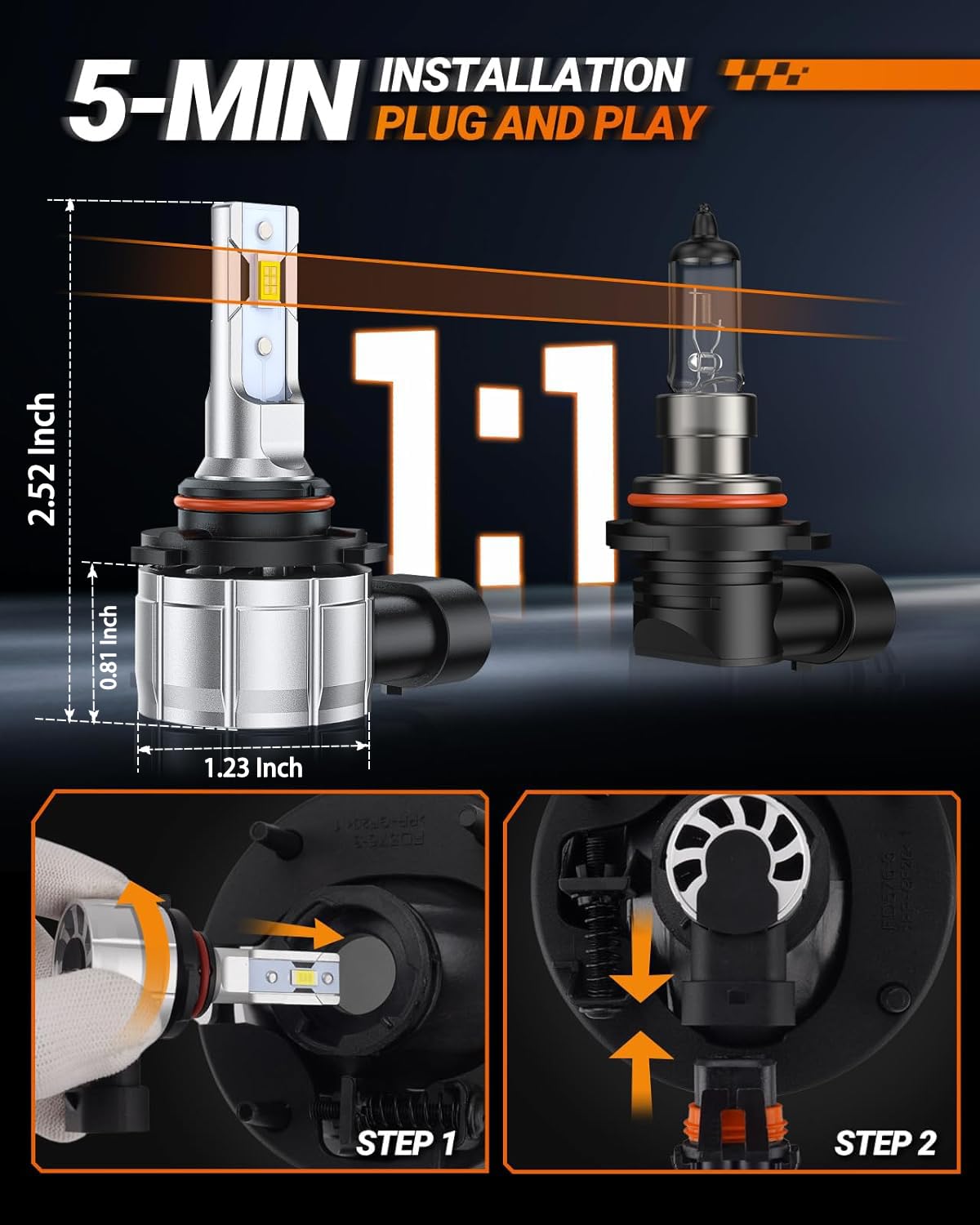 SEALIGHT H10 9145 LED Fog Light Bulbs or DRL, 600% Brightness 9040 9045 9140 Fog Lights LED Bulb for Car, 6500K Cool White Dual-row CSP Chips, 1:1 Mini Size, Pack of 2