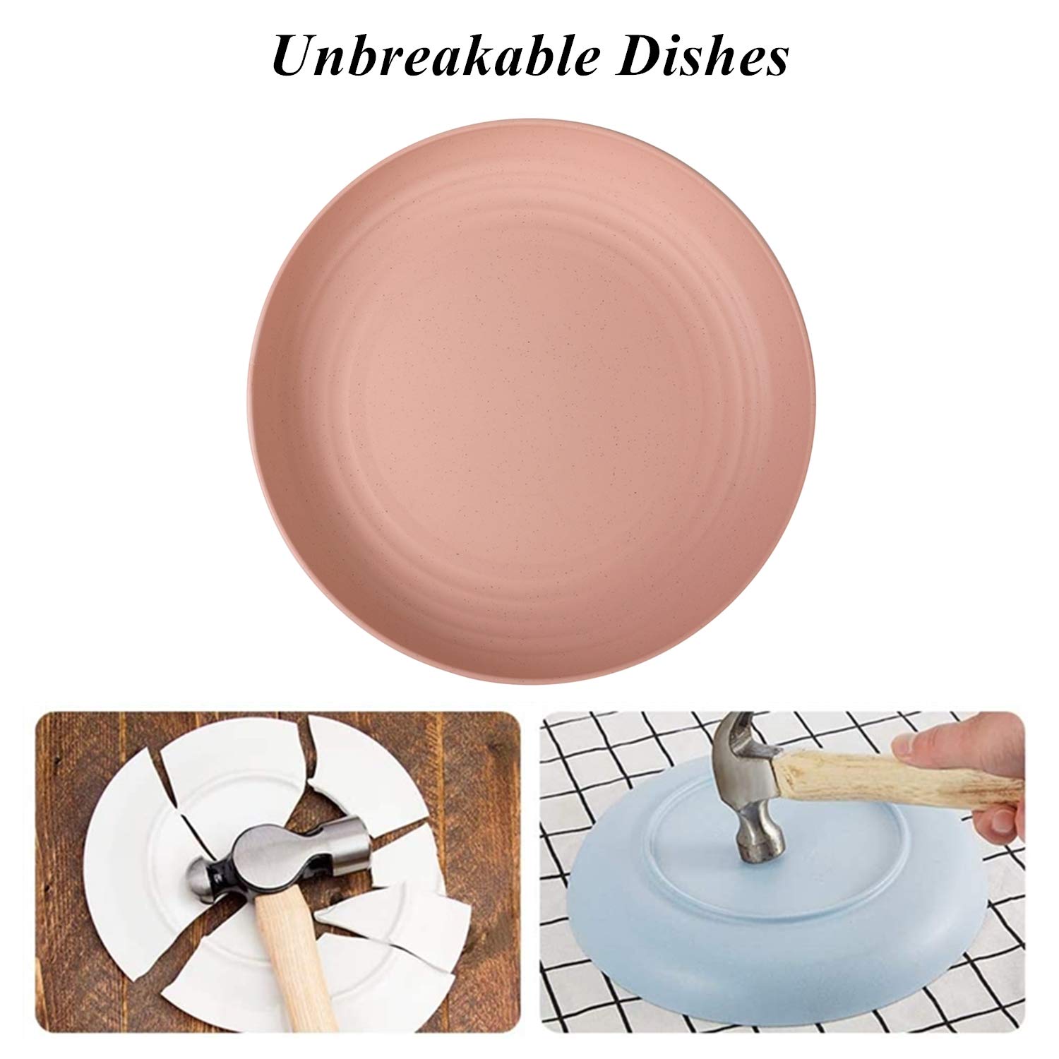CAMBUY Wheat Straw Plates Lightweight Unbreakable Dinner Dishes Plates Set Dishwasher & Microwave Safe (Large 8 Pack 8')