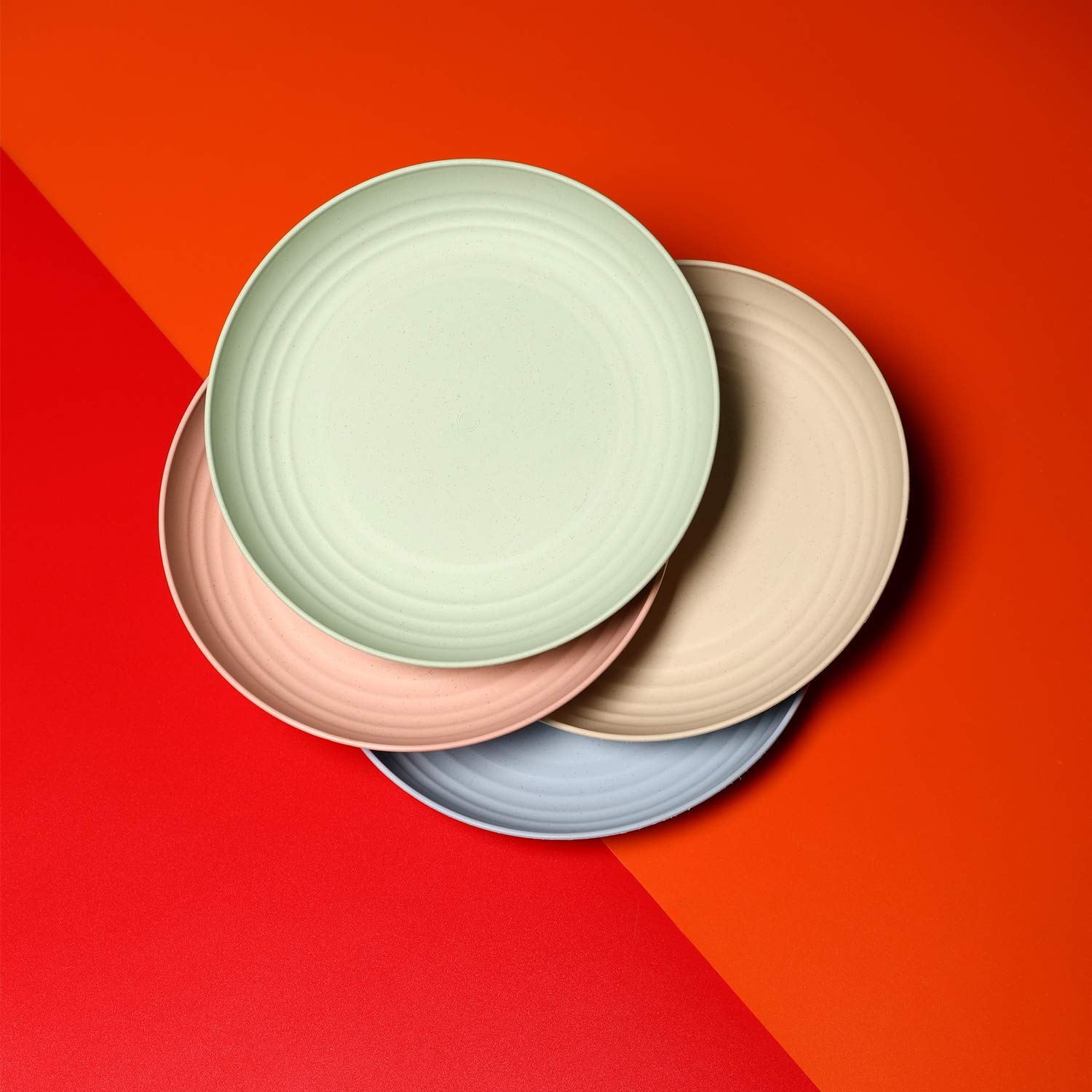 CAMBUY Wheat Straw Plates Lightweight Unbreakable Dinner Dishes Plates Set Dishwasher & Microwave Safe (Large 8 Pack 8')