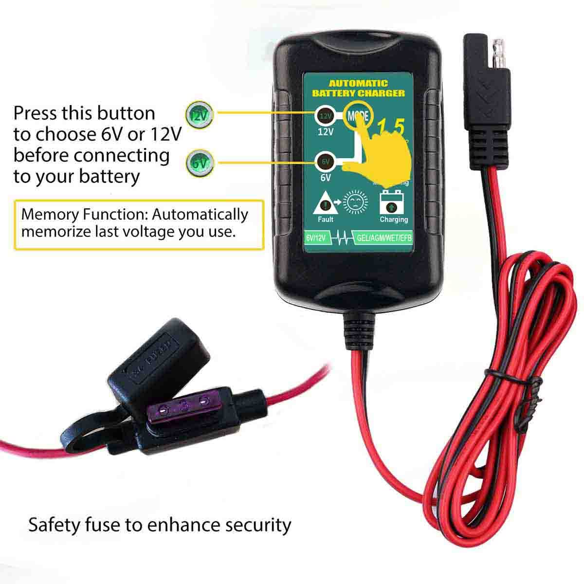 12V Battery Charger Maintainer Trickle for Harley Davidson Motorcycle Car