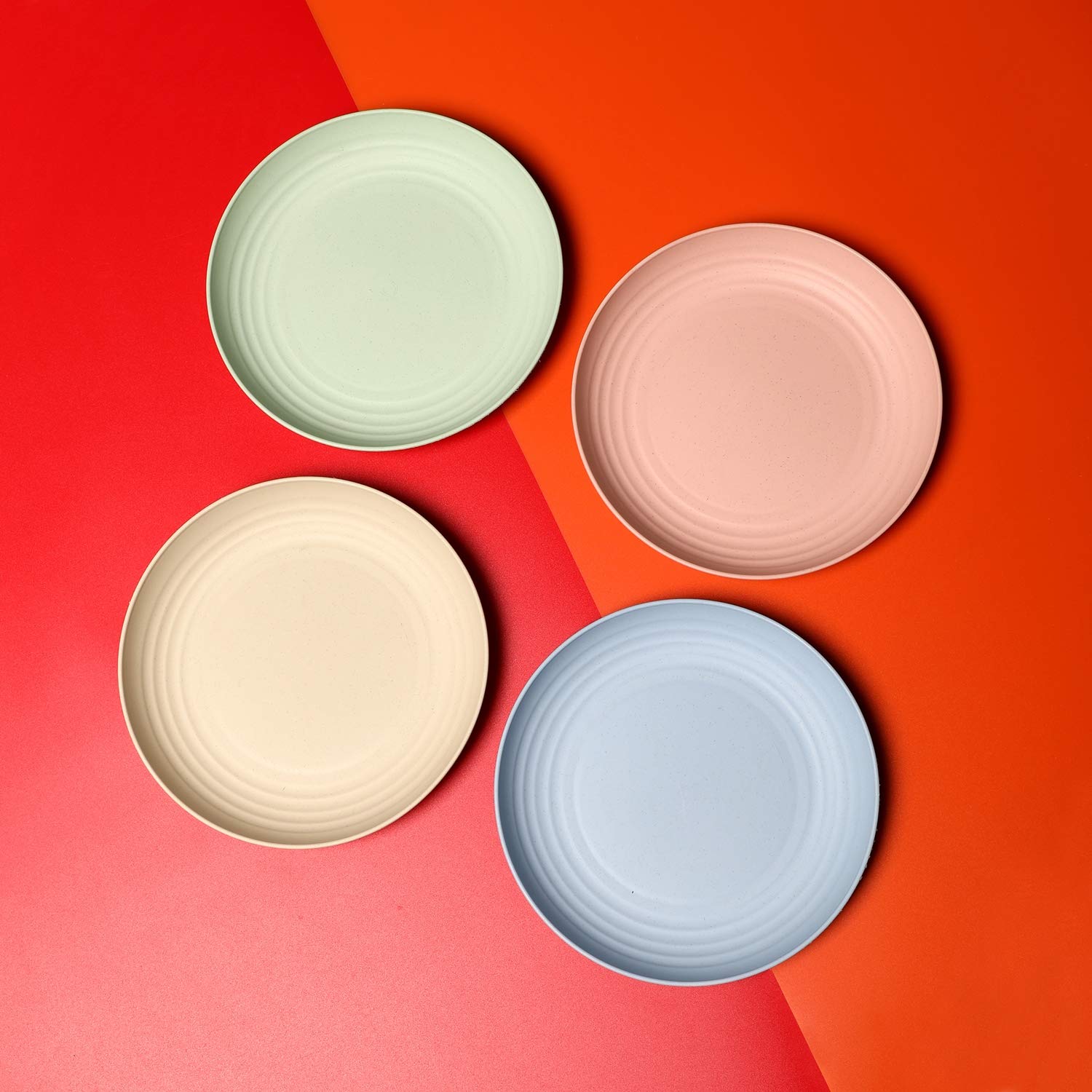 CAMBUY Wheat Straw Plates Lightweight Unbreakable Dinner Dishes Plates Set Dishwasher & Microwave Safe (Large 8 Pack 8')