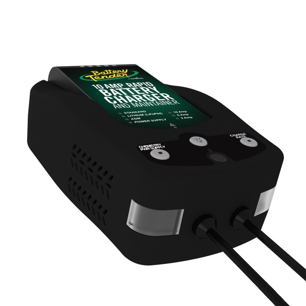 Battery Tender 10 AMP 12V Battery Charger and Maintainer - Automotive Switchable 10 AMP / 6 AMP / 2 AMP - Selectable Chemistry Standard Lithium AGM - Cars SUVs Trucks β 022-0229-DL-WH