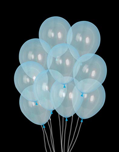 AnnoDeel 100pcs Crystal Pastel Clear Balloon, 12 inch Thick Transparent Party Latex Balloon for Wedding Birthday Baby Shower Party Decoration (Blue)