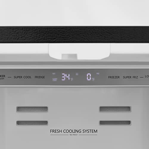 Z Line Kitchen and Bath ZLINE 36 in. 22.5 cu. ft Freestanding French Door Refrigerator with Ice Maker in Fingerprint Resistant Black Stainless Steel (RFM-36-BS)