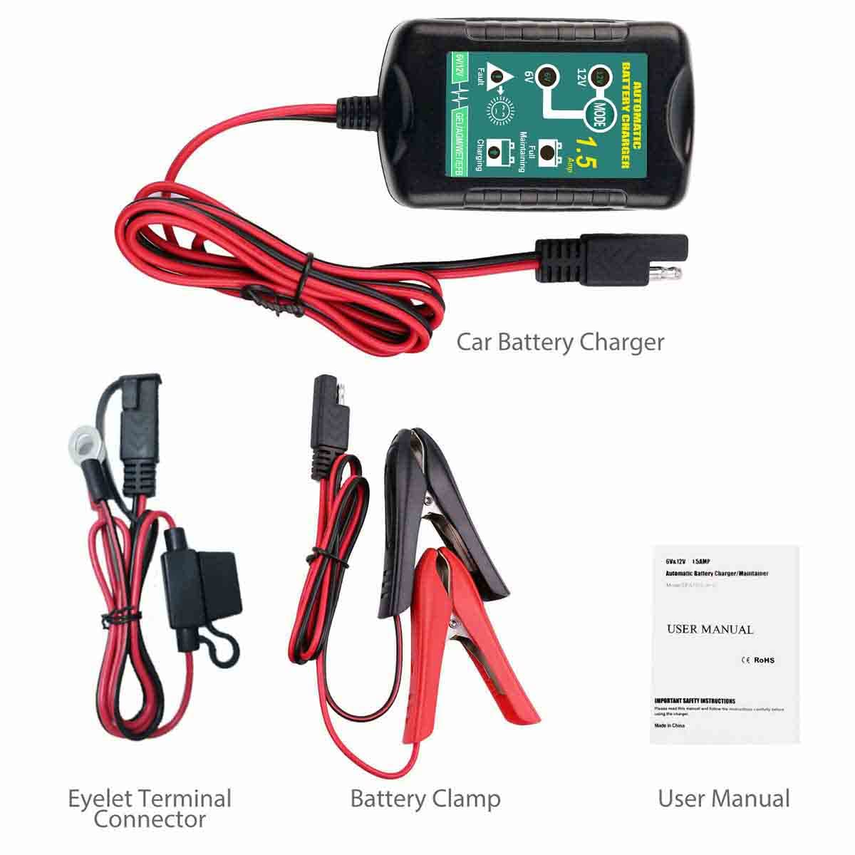 12V Battery Charger Maintainer Trickle for Harley Davidson Motorcycle Car