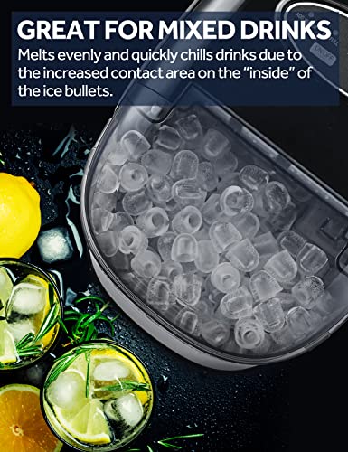 Countertop Ice Maker, FREE VILLAGE Ice Maker Machine for Countertop 9 Ice Ready in 6 Mins, 26Lbs/24H, Self-Cleaning Function, Portable Ice Maker with Ice Scoop & Basket for Home/Party/Camping (Black)