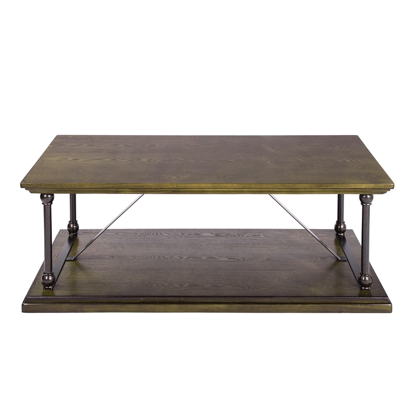 Gualiy Coffee Table with Bottom Shelf in Brown & Black, Modern End Tables, 47.20" L x 23.60" W x 16.90" H