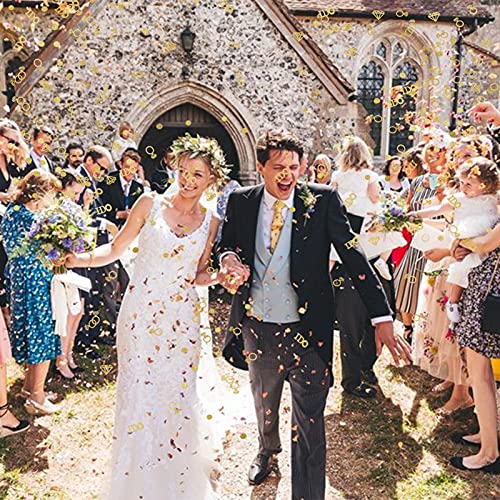 Juome 450Pcs Gold Wedding Table Confetti, Glitter Confetti for Bridal Shower Engagement Party, Diamond Ring I Do Paper Confetti Bachelorette Table Scatters Decorations