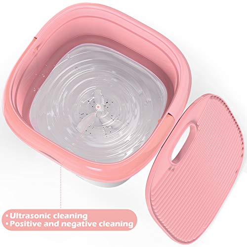Portable Washing Machine,Ultrasonic Ozone sterilization,Foldable Mini Small Washer for Underwear or Small Items Washing Baby Clothes,Suitable for Apartment Dorm,Travelling,Best Gift Choice Pink