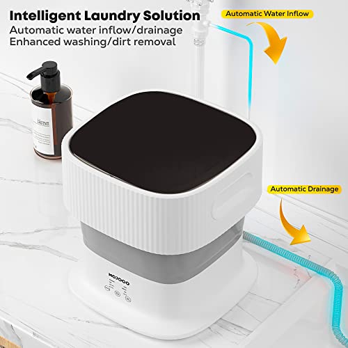 Mojoco Foldable Washing Machine - Portable Washing Machine for Baby/Girls Clothes/Socks/Underwear/Towels - Collapsible Mini Washer - Automatic Energy Efficient Laundry Machine with Blue Light