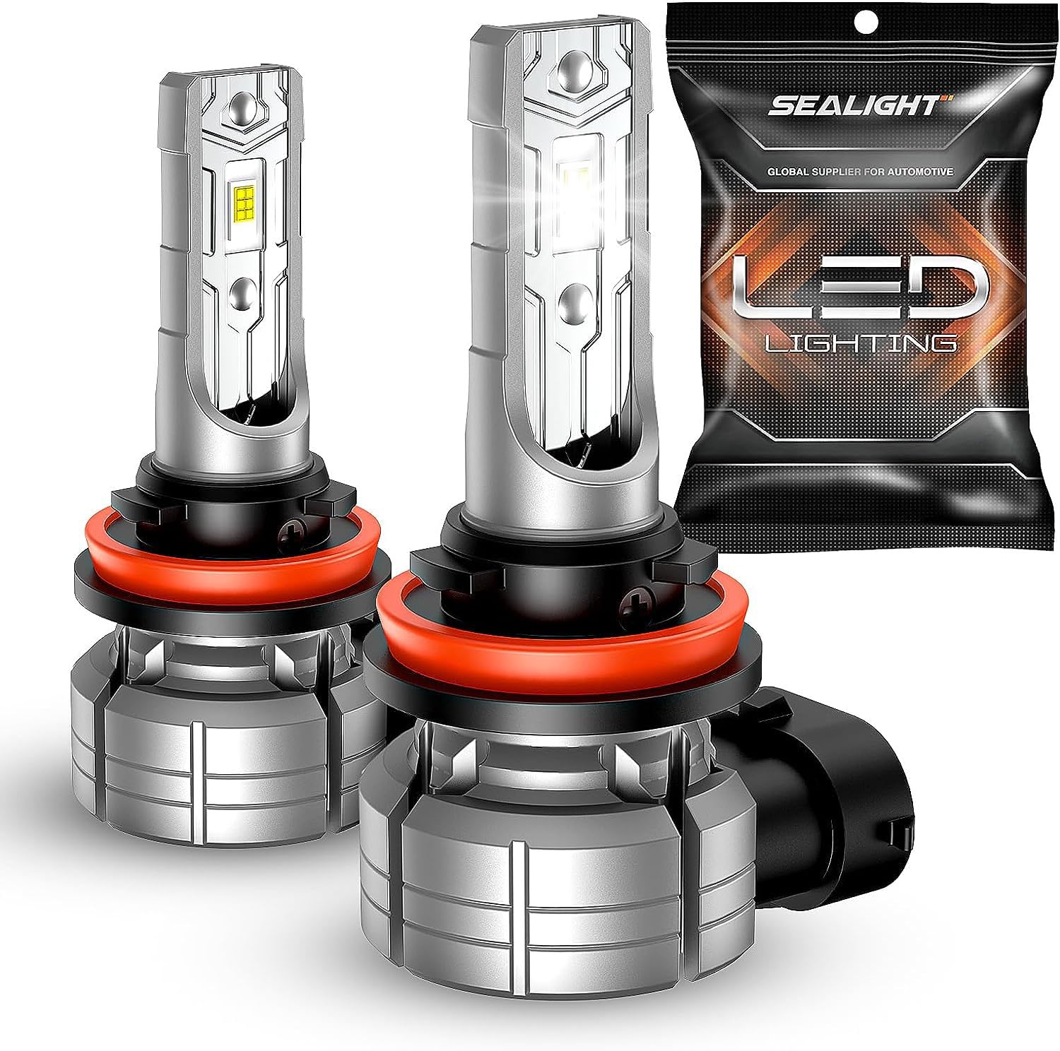 SEALIGHT H11 H8 LED Fog Light Bulb, 10000LM 24W Strong Penetration H8 H9 H16 H11 LED Fog Lights, 6500k Cool White 5530 CSP Chips, IP68 Waterproof Plug and Play, Pack of 2