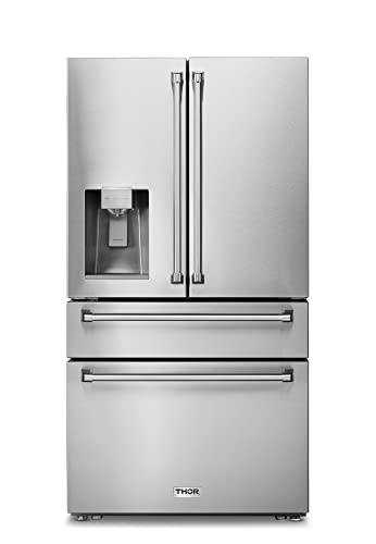 Thor Kitchen 36 Inch Professional French Door Refrigerator with Ice and Water Dispenser - TRF3601FD