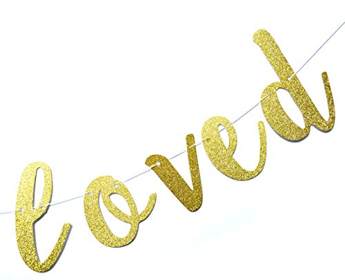 17 Years Loved Banner Sign Gold Glitter for 17th Birthday Party Decorations Anniversary Decor Pre-assembled Bunting Photo Booth Props