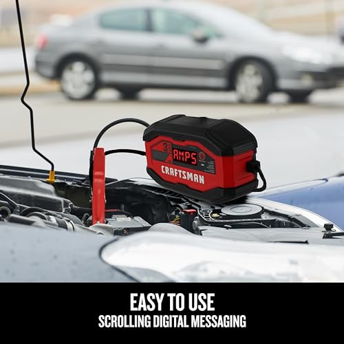 CRAFTSMAN Battery Charger and Maintainer, CMXCESM260, 3-in-1, Fully Automatic, 3 Amps, 12 Volt, for Motorcycle, Car, SUV, Truck and Marine Batteries