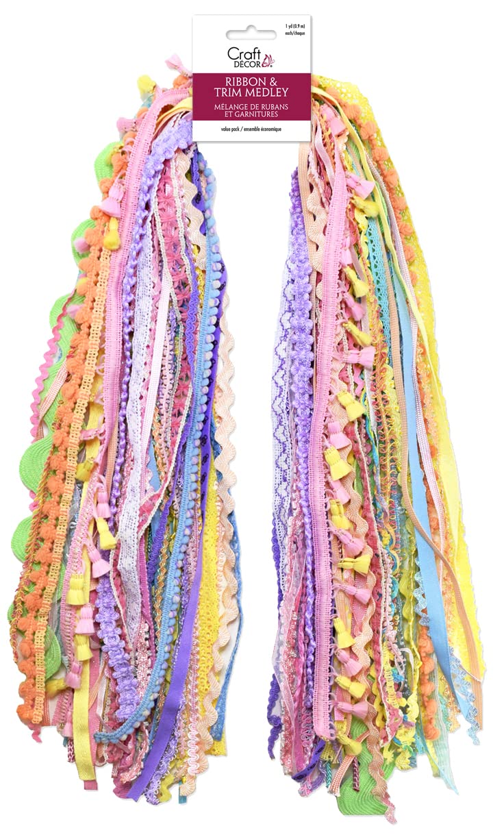 Ribbons for Crafts Wrapping Ribbon Fabric Ribbon Hair Ribbons for Girls Craft Ribbon Decorative Ribbon Fabric Trim Bow Making Supplies Bow Ribbon Trim Sewing Trim Assorted Ribbon Approx 30 Yd - Pastel