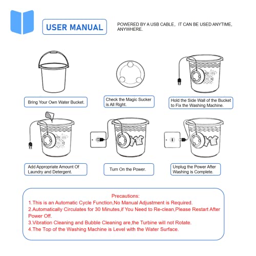 10W Mini Washing Machine for Traveling Camping Home,USB Powered Laundry Washer with Control Button Portable Turbo Washing Machine for Cleaning Sock,Underwear