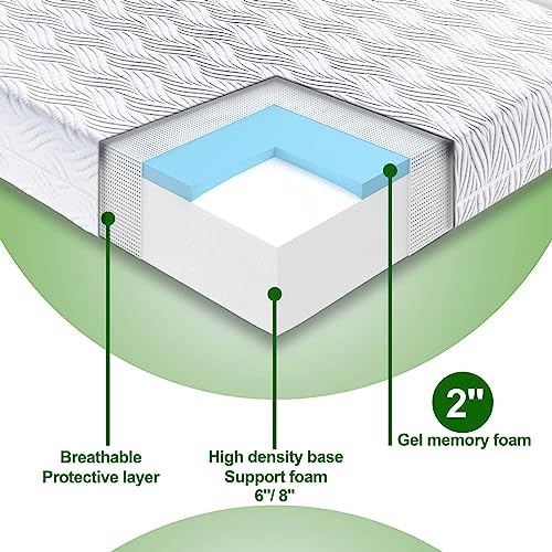 FTOPBTB King Size Mattress, 10 Inch Gel Memory Foam Mattress for Cool Sleep & Pressure Relief, Medium Firm Mattresses in a Box, Made in USA, CertiPUR-US Certified (King)