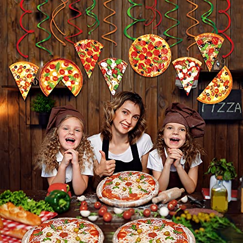 30Pcs Pizza Party Hanging Swirl Decorations Pizza Theme Ceiling Whirl Hanging Decorations for Pizza Themed Birthday Party Decorations Pizza Party Time Birthday Party Hanging Decor