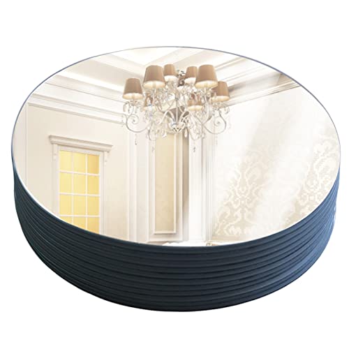QIYUFOTO 10" Round Mirror Trays, Mirror Plates, Mirror Centerpieces, Mirror Centerpieces for Tables,Wedding Decorations, Shower Party Mirror Tiles, 2mm, 12pack