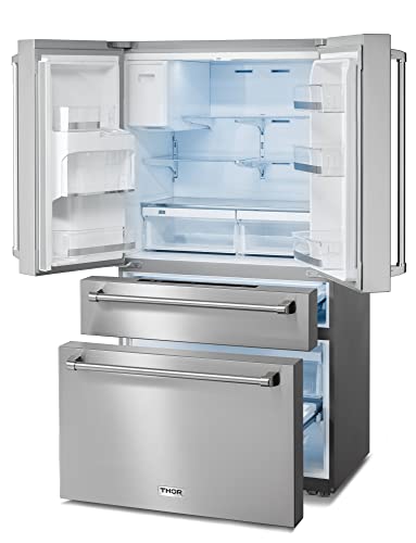 Thor Kitchen 36 Inch Professional French Door Refrigerator with Ice and Water Dispenser - TRF3601FD