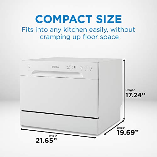 Danby DDW621WDB Countertop Dishwasher with 6 Place Settings, 6 Wash Cycles and Silverware Basket, Energy Star-Rated with Low Water Consumption and Quiet Operation