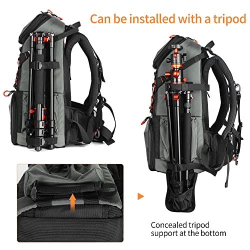 K&F Concept Camera Bag EVA Waterproof 2 in 1Camera Backpack Shoulder Bag 32L Large Capacity with Rain Cover Storage for 15.6" Laptop for Photography