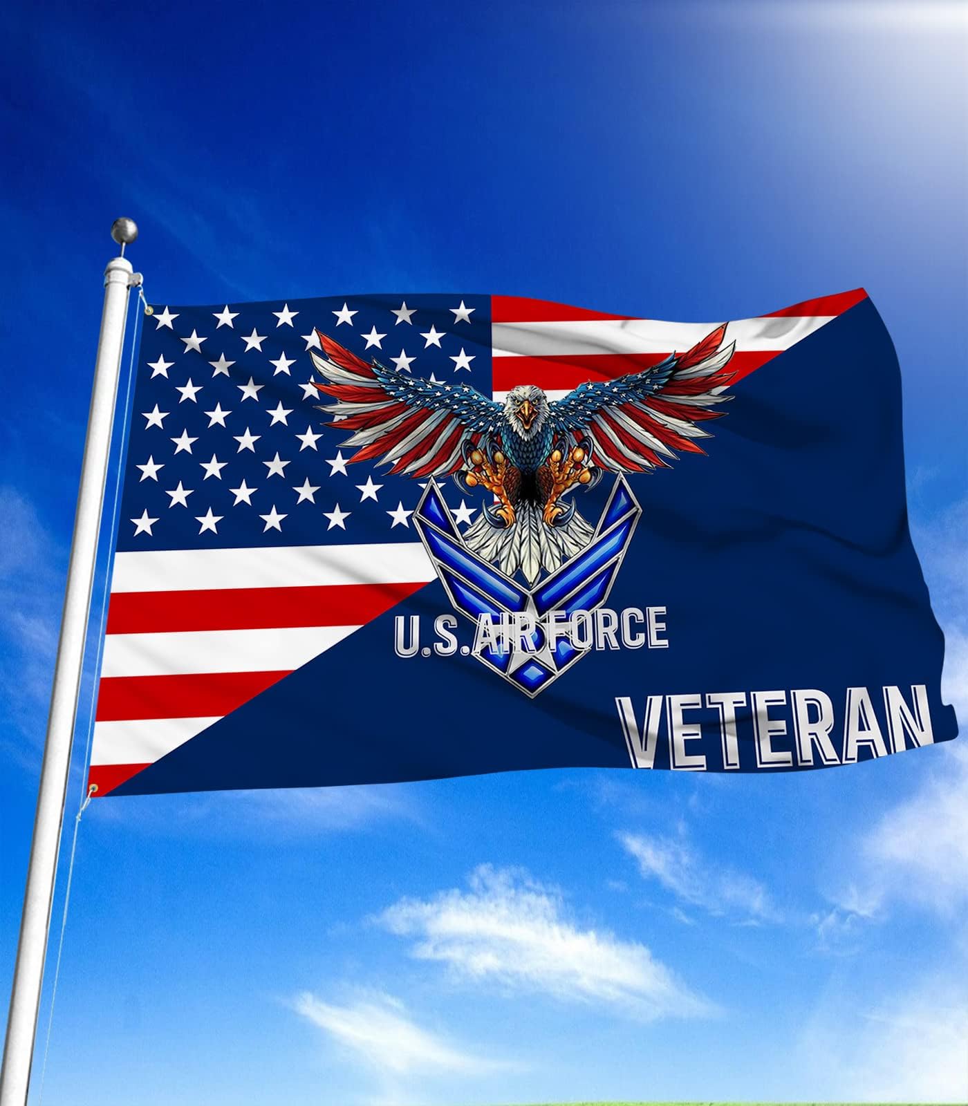 United States Air Force Eagle Veteran Flag with Brass Grommets,U.S.Patriotic Military Veteran Pride Outdoor Flags & Banner 3X5 Sign