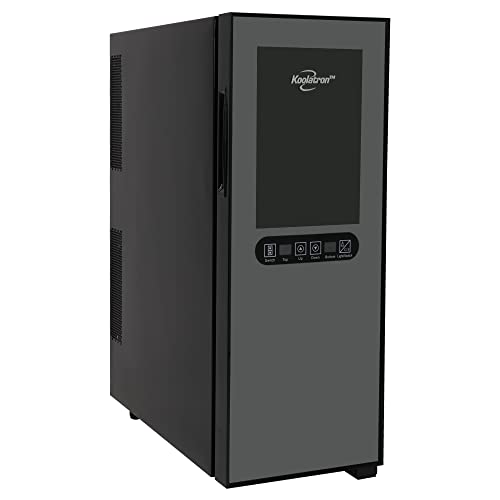 Koolatron Urban Series 12 Bottle Dual Zone Wine Cooler, Black, Thermoelectric Wine Fridge, Freestanding Wine Cellar, Red, White, Sparkling Wine Storage for Small Kitchen, Apartment, Condo, RV