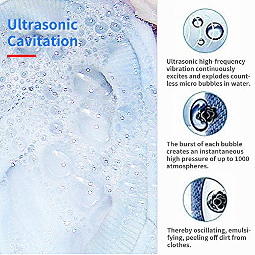 Portable Mini Washing Machine with Foldable Bucket Ultrasonic Vibration Turbine Rotating Folding Washer for Underwear/Underpants/Baby Clothes/Socks
