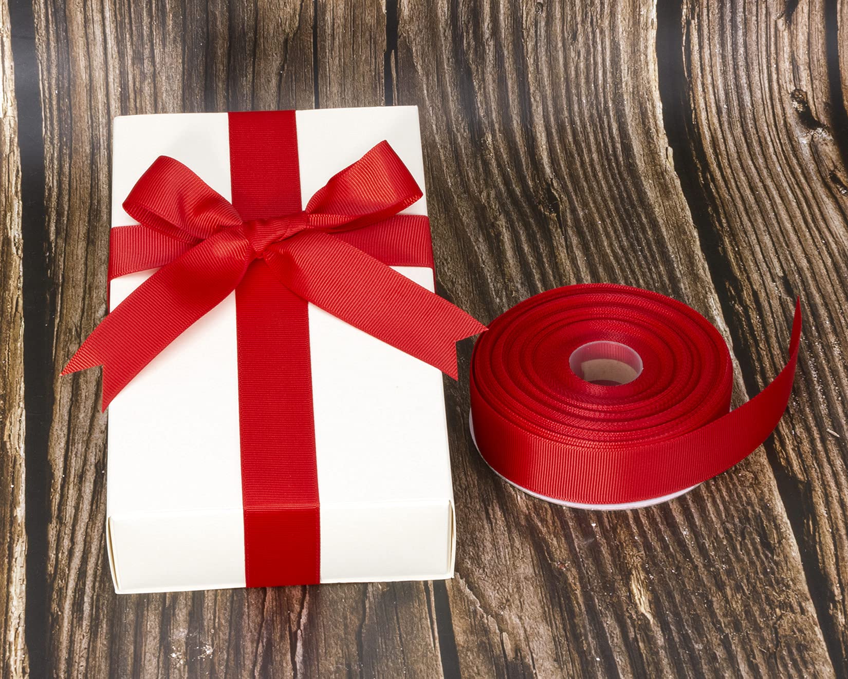 ATRBB 25 Yards 1 Inch Solid Grosgrain Ribbon Roll for Gift Wrapping DIY Hair Accessories (Red)