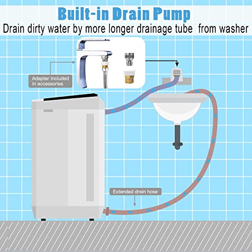 Portable Washer Nictemaw 17.8Lbs Capacity Full-Automatic Washer Machine 1.9 Cu.ft 2 in 1 Compact Laundry Washer with Drain Pump/10 Programs 8 Water Level Selections/LED Display Washer and Dryer Combo for Home,Apartment, Camping