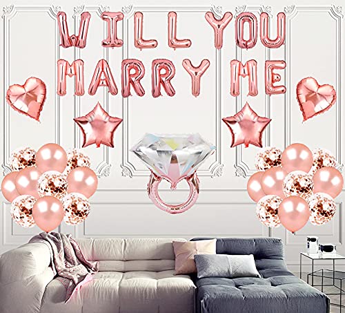 BTXLHAOHE Rose Gold Will You Marry Me Decorations Marry Me Balloons Will You Marry Me Letter Balloons Marriage Proposal Ideas Decorations Supplies