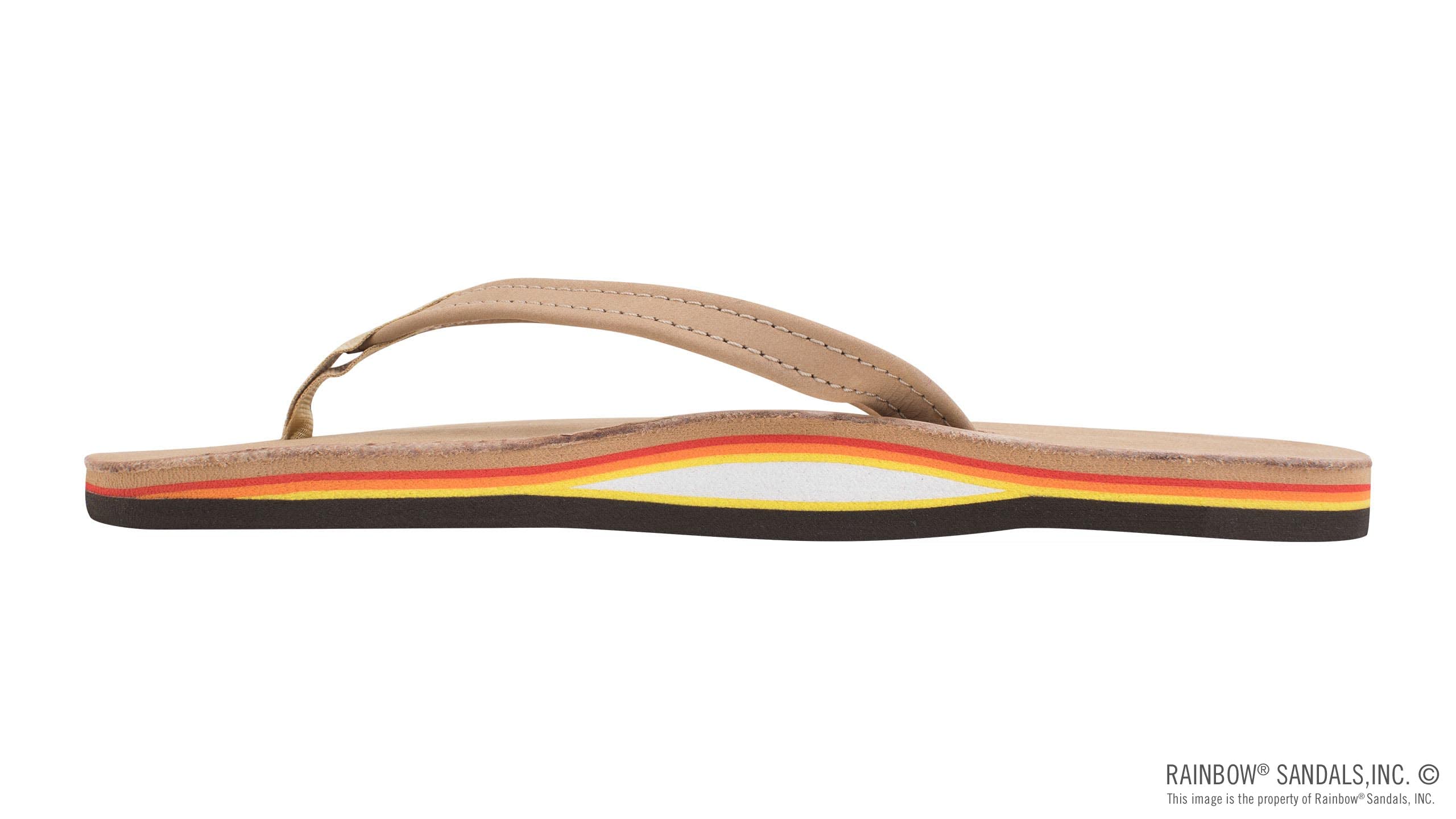 Rainbow Sandals Women's Single Layer Premier Leather Narrow Strap, Sierra Brown/Rainbow, Ladies X-Large / 8.5-9.5 B(M) US