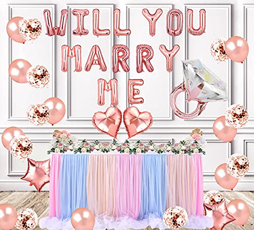 BTXLHAOHE Rose Gold Will You Marry Me Decorations Marry Me Balloons Will You Marry Me Letter Balloons Marriage Proposal Ideas Decorations Supplies