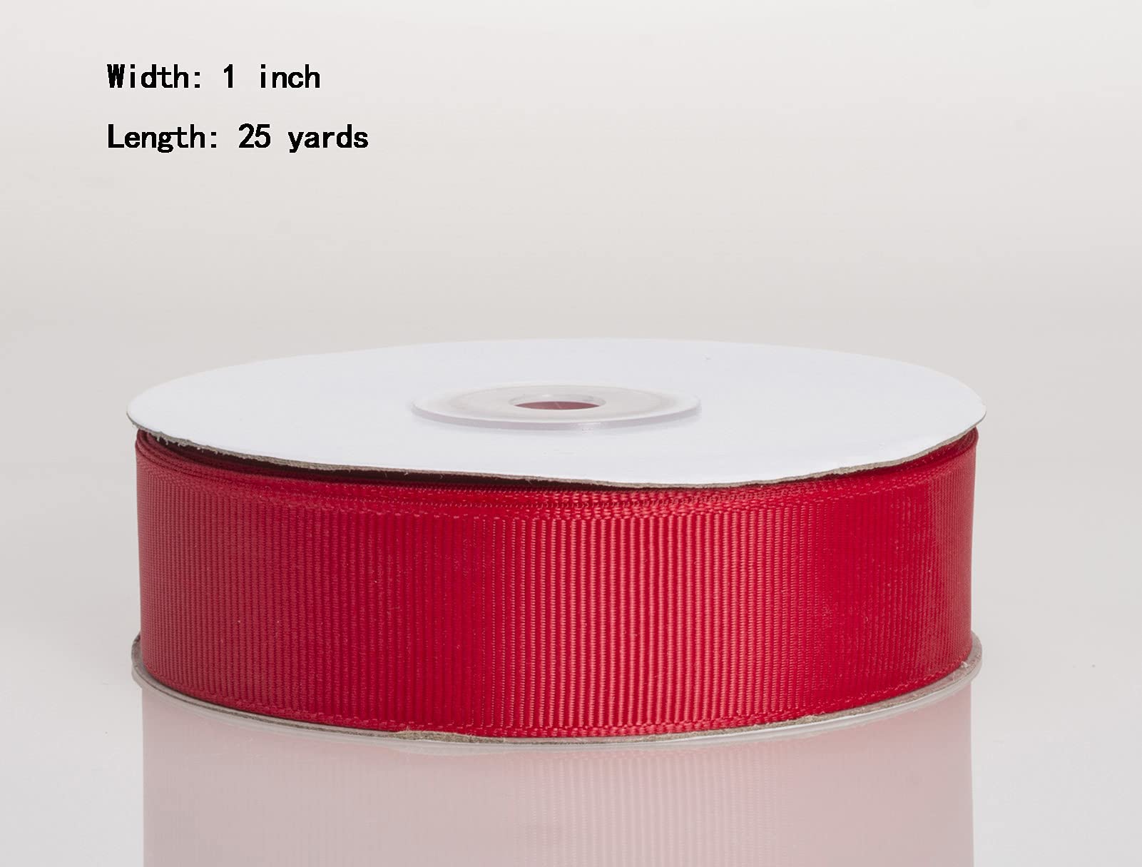 ATRBB 25 Yards 1 Inch Solid Grosgrain Ribbon Roll for Gift Wrapping DIY Hair Accessories (Red)