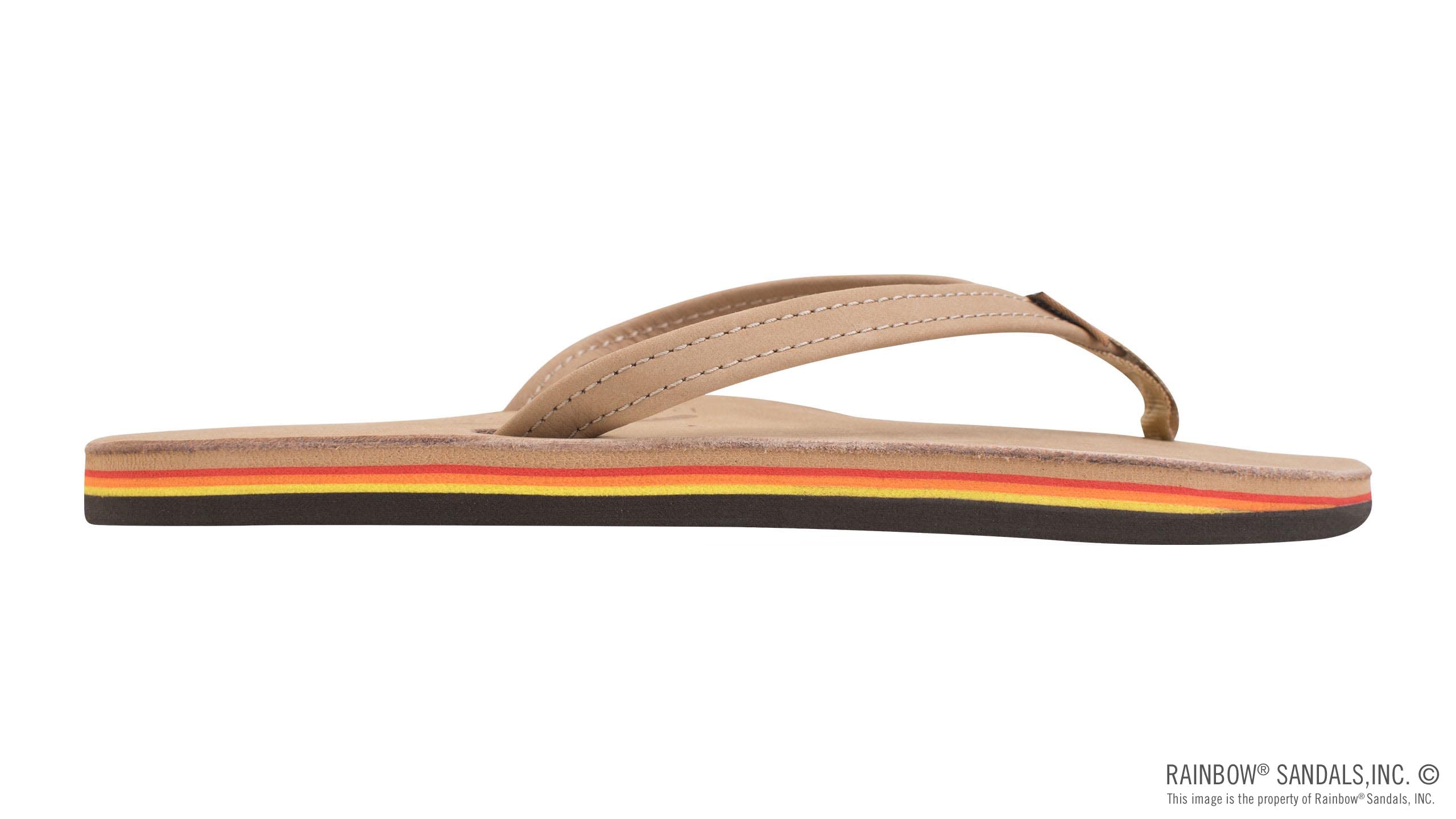 Rainbow Sandals Women's Single Layer Premier Leather Narrow Strap, Sierra Brown/Rainbow, Ladies X-Large / 8.5-9.5 B(M) US
