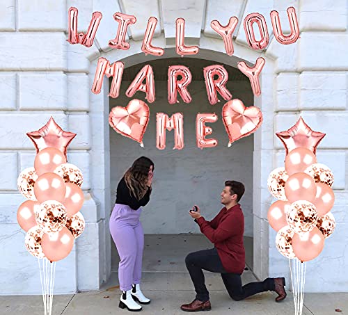 BTXLHAOHE Rose Gold Will You Marry Me Decorations Marry Me Balloons Will You Marry Me Letter Balloons Marriage Proposal Ideas Decorations Supplies