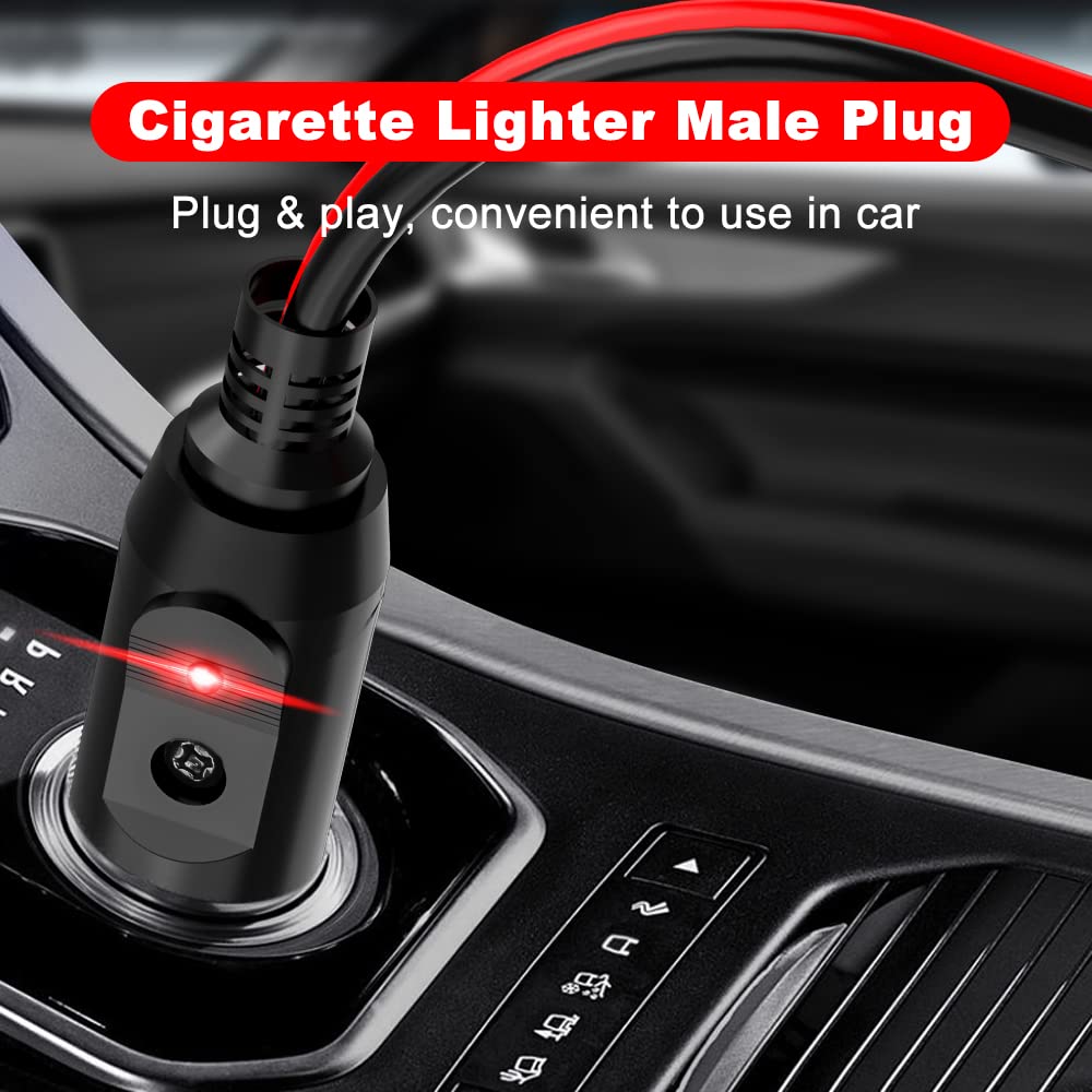 EXTRACTME 10FT Cigarette Lighter SAE Battery Charger Cable, 14AWG 12V Cigarette Lighter Plug to SAE Quick Release Adapter Extension Charging Cable with Fuse and LED Light
