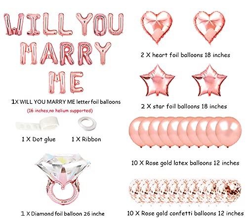 BTXLHAOHE Rose Gold Will You Marry Me Decorations Marry Me Balloons Will You Marry Me Letter Balloons Marriage Proposal Ideas Decorations Supplies