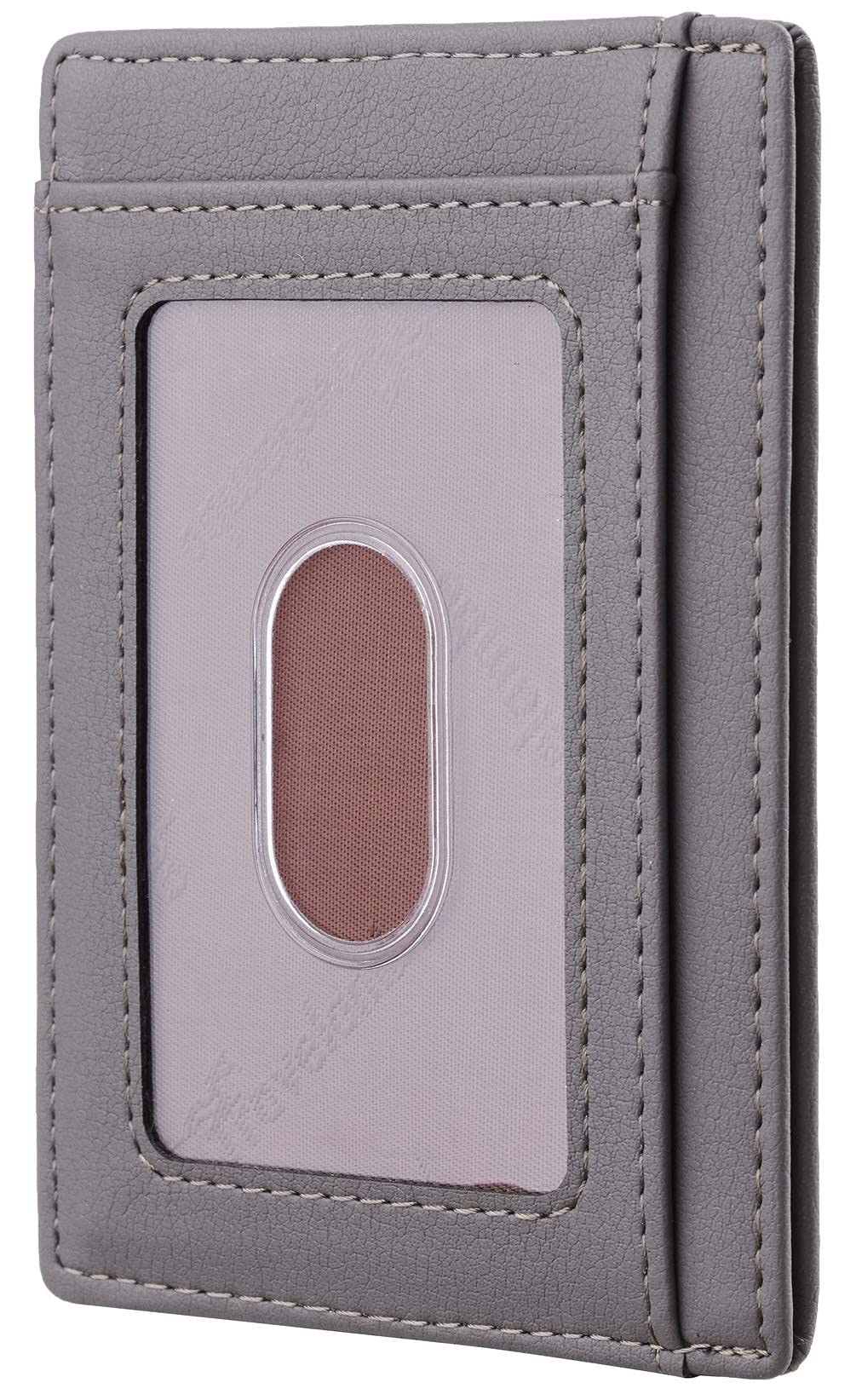 Travelambo Front Pocket Minimalist Leather Slim Wallet RFID Blocking Medium Size(VP Grey Light)