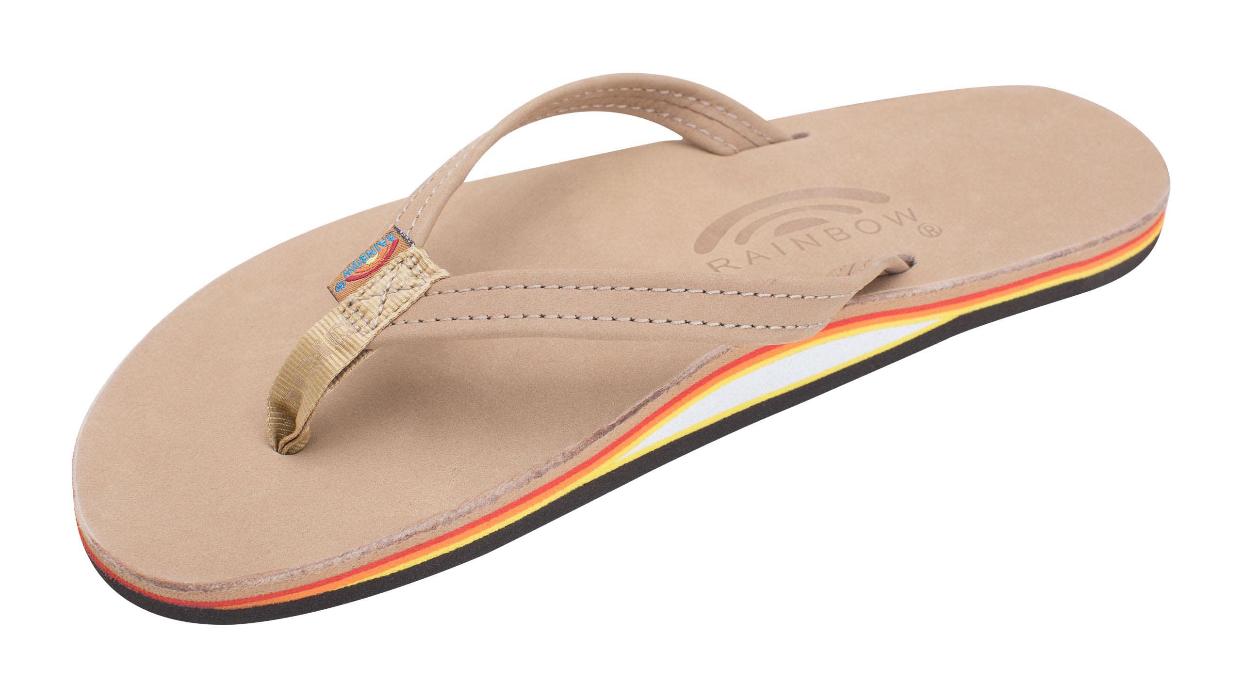 Rainbow Sandals Women's Single Layer Premier Leather Narrow Strap, Sierra Brown/Rainbow, Ladies X-Large / 8.5-9.5 B(M) US