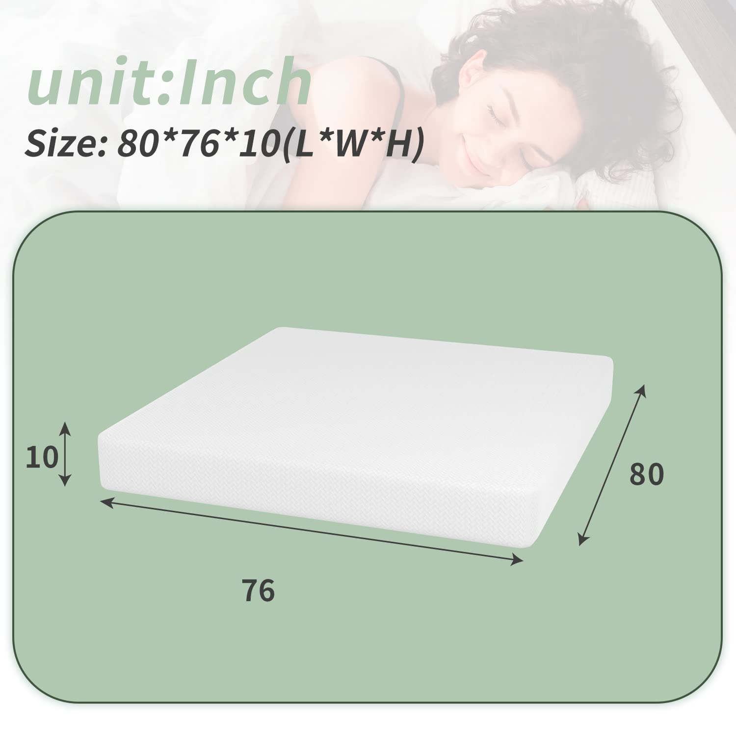 10 Inch Memory Foam Mattress King Mattress Wave Comfort Foam Mattress CertiPUR-US Certified,Removable Soft Cover, mattresses for Bed Frame, Bunk Bed, Trundle, Daybed,Fiberglass Free,White