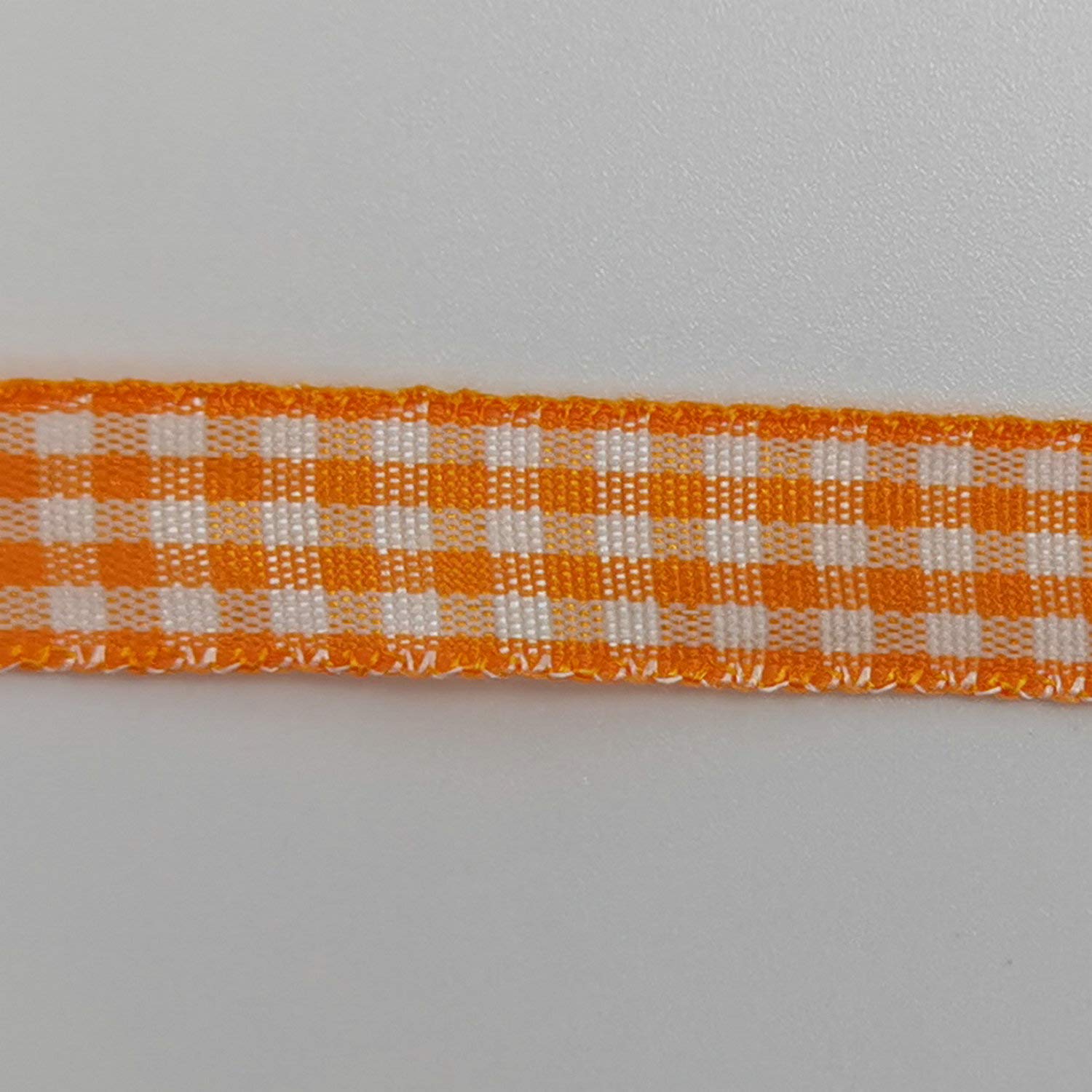 Micomon Orange Gingham Plaid Checked Ribbon 25 Yard Each Roll 100% Polyester (3/8", Orange)