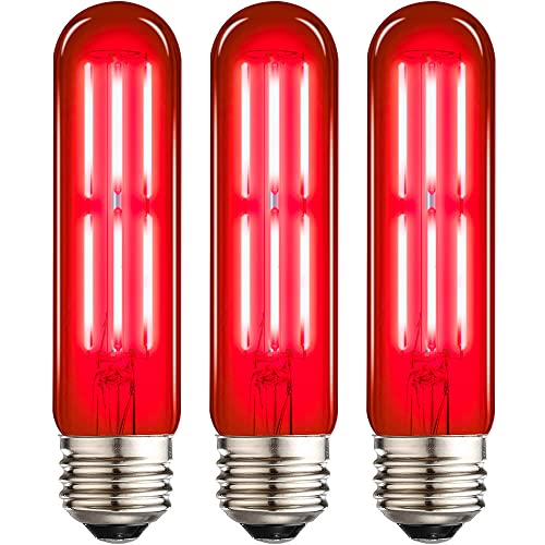 E26 Vintage LED Red Bulb, Dimmable, 60 Watt Equivalent, 5 Inch, 3 Pack - Perfect for Party Decoration, Porch & Home Lighting