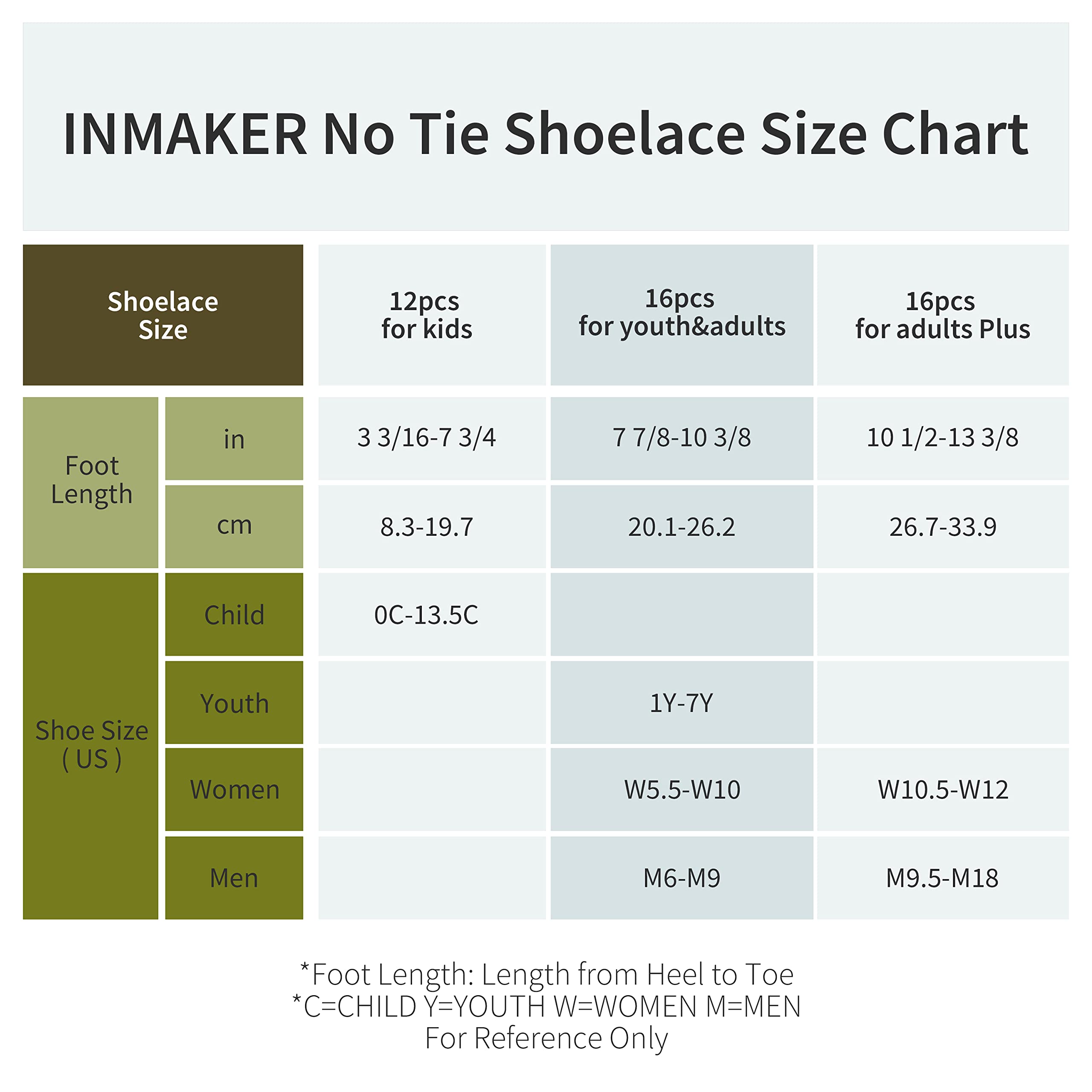 INMAKER No Tie Shoe Laces for Adults and Kids, Elastic Shoelaces for Sneakers, Rubber Silicone Tieless Laces