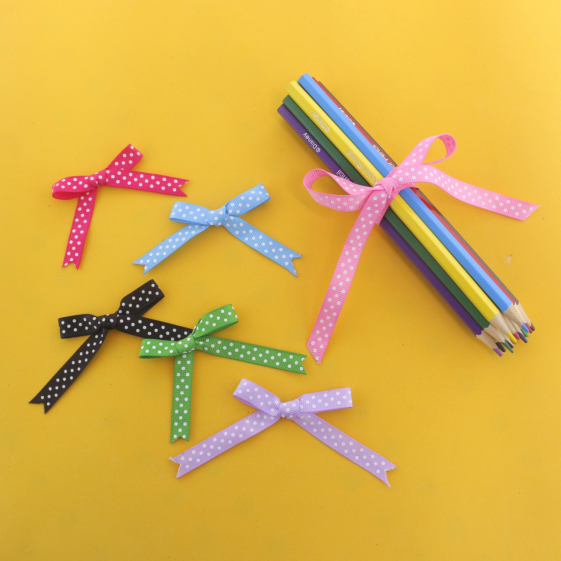 QingHan Grosgrain Ribbons for Crafts Gifts Wrapping 3/8" Boutique Polka Dot Fabric Ribbon 40yd (20 x 2yd)